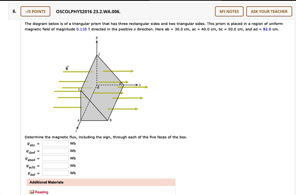 SOLVED: -/5 POINTS OSCOLPHYS2O16 23.2.WA.006 MY NOTES ASK YOUR TEACHER ...