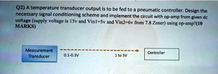 SOLVED: Q2) A temperature transducer output is to be fed to a pneumatic controller. Design the ...