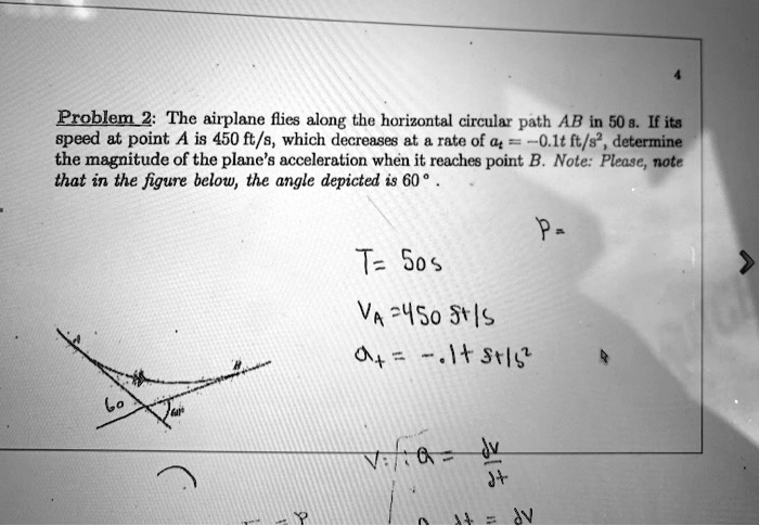 problem 2 the airplane flies along the horizontal circular path ab in ...