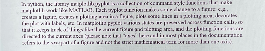 Solved In Python The Library Matplotlibpyplot Is A Collection Of Command Style Functions That