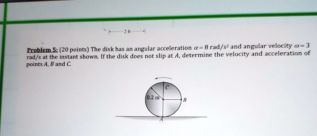 Problem 5 20 Points The Disk Has An Angular Acceleration Alpha 8 Rads2 And Angular Velocity