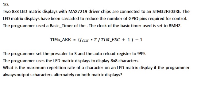 SOLVED: Two 8x8 LED matrix displays with MAX7219 driver chips are ...