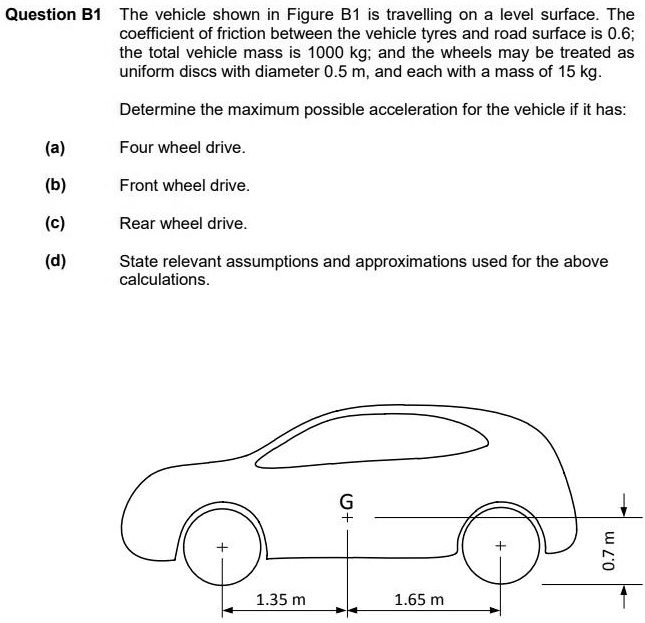 SOLVED: Question B1 The vehicle shown in Figure B1 is travelling on a ...