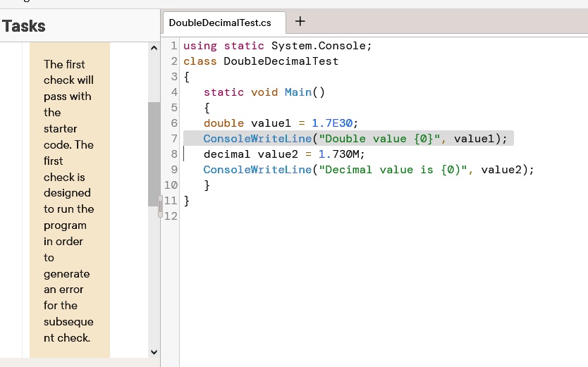 In this chapter, you learned that although a double and a decimal both ...