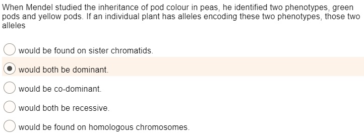 SOLVED:When Mendel studied the inheritance of pod colour in peas_ he ...