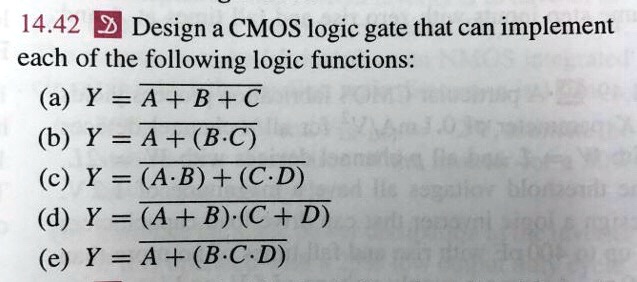 Solved Design A Cmos Logic Gate That Can Implement Each Of The Following Logic Functions A Y