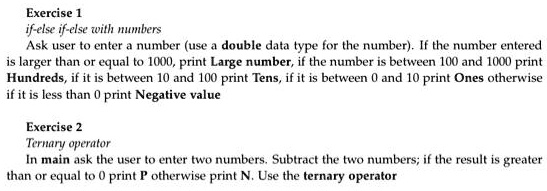 VIDEO solution: In C language, both Exercise 1 and Exercise 2. Exercise ...