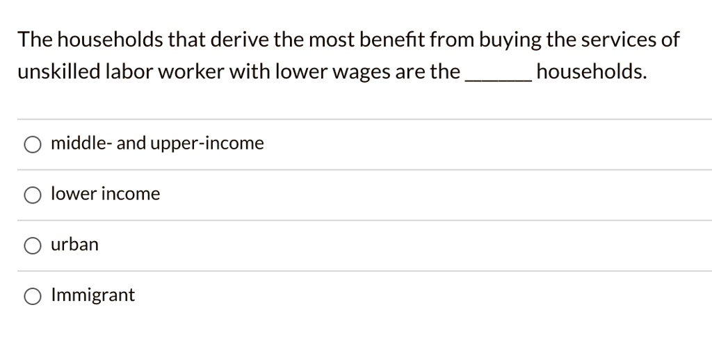 SOLVED: The households that derive the most benefit from buying the ...