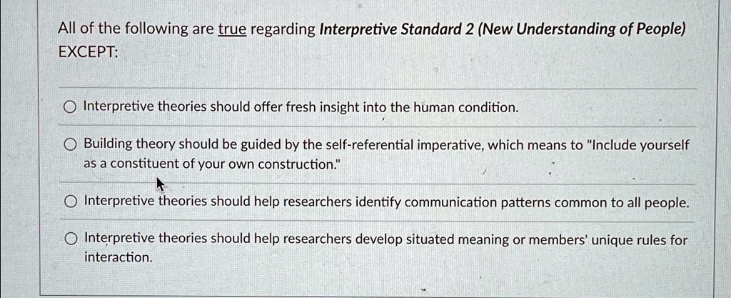 All of the following are true regarding Interpretive Standard 2 (New ...