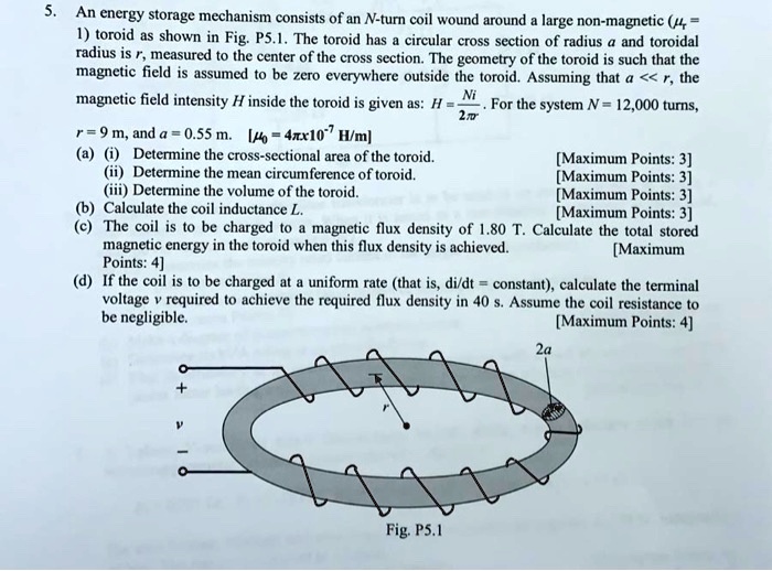 SOLVED: An energy storage mechanism consists of an N-turn coil wound ...