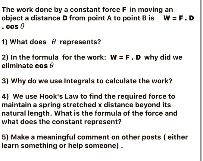 SOLVED: The work done by a constant force F in moving an object a ...