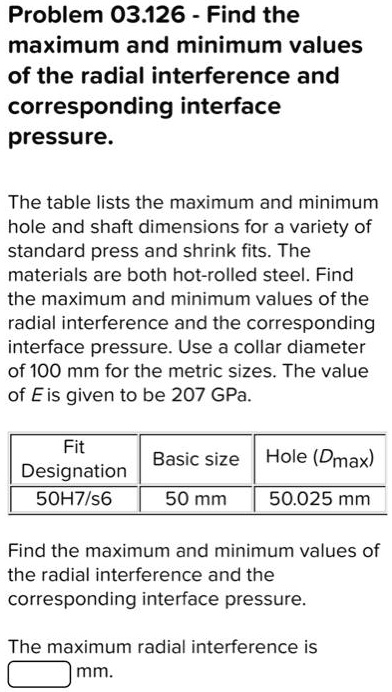 SOLVED: Problem 03.126 - Find the maximum and minimum values of the radial interference and ...