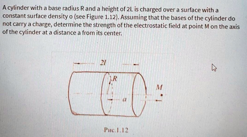 A cylinder with a base radius R and a height of 2L is charged over a ...