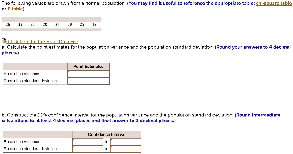 SOLVED: The following values are drawn from a normal population: (You may find it useful to ...