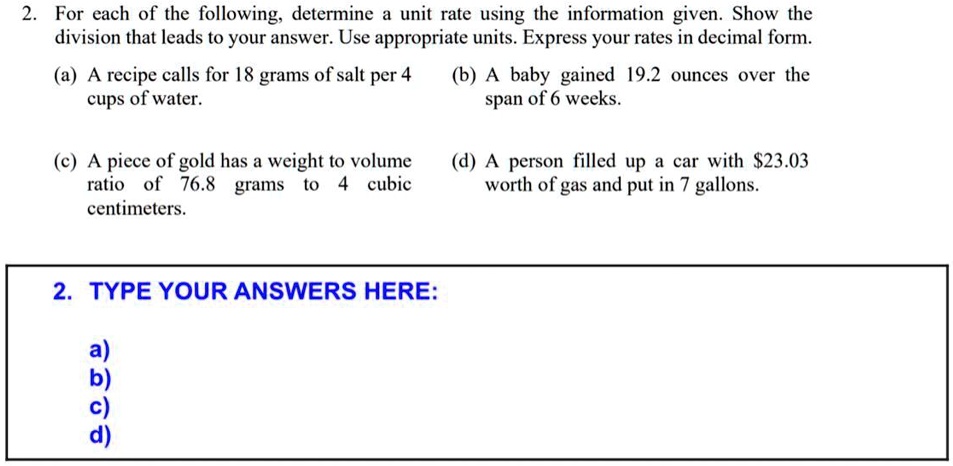 SOLVED: '6th grade math , help me pleasee For each of the following ... SOLVED: '6th grade math , help me pleasee For each of the following ...