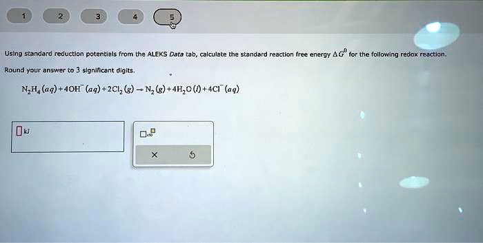 Using standard reduction potentials from the ALEKS Data tab, calculate the standard reaction ...