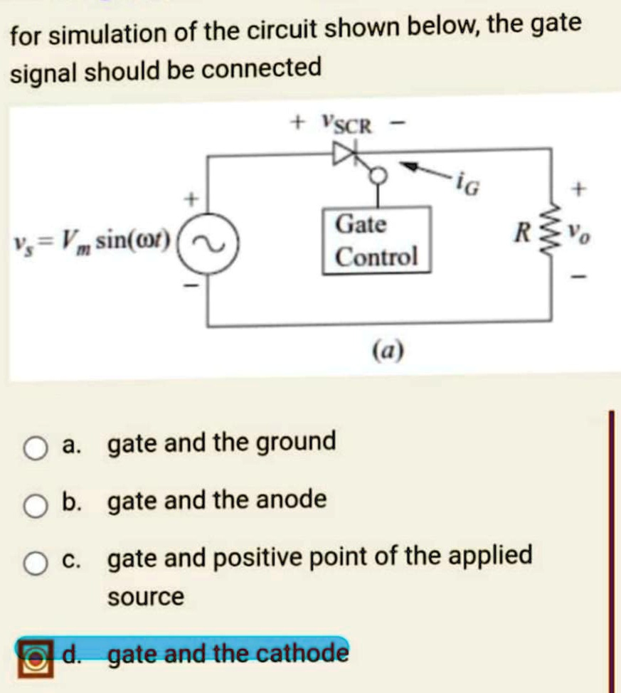 power electronics for simulation of the circuit shown belowthe gate ...