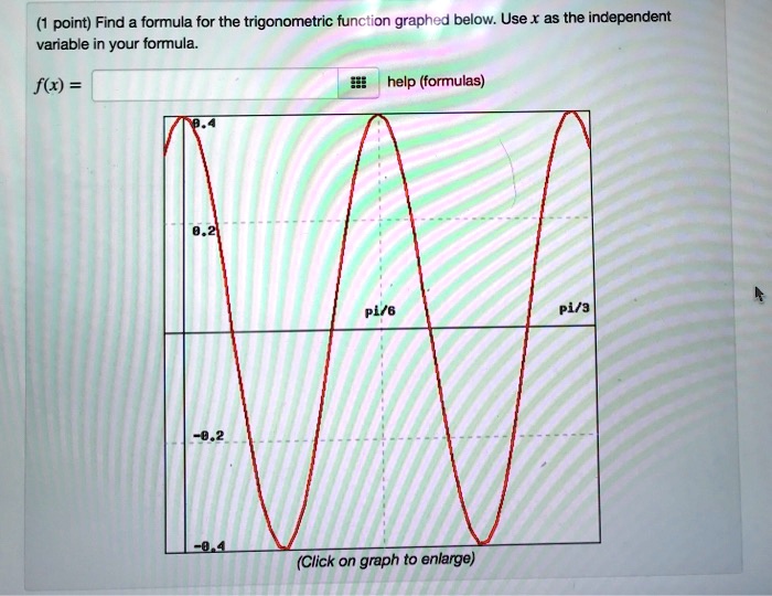 point find a formula for the trigonometric function graphed below use x as the independent ...
