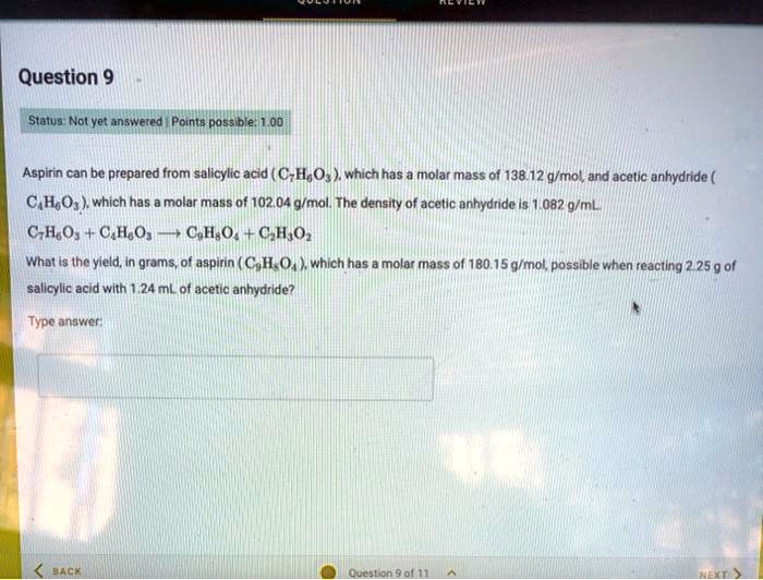 SOLVED:Question 9 Stalus Nol yet wered Points poss ble Aspirin can be ... SOLVED:Question 9 Stalus Nol yet wered Points poss ble Aspirin can be ...
