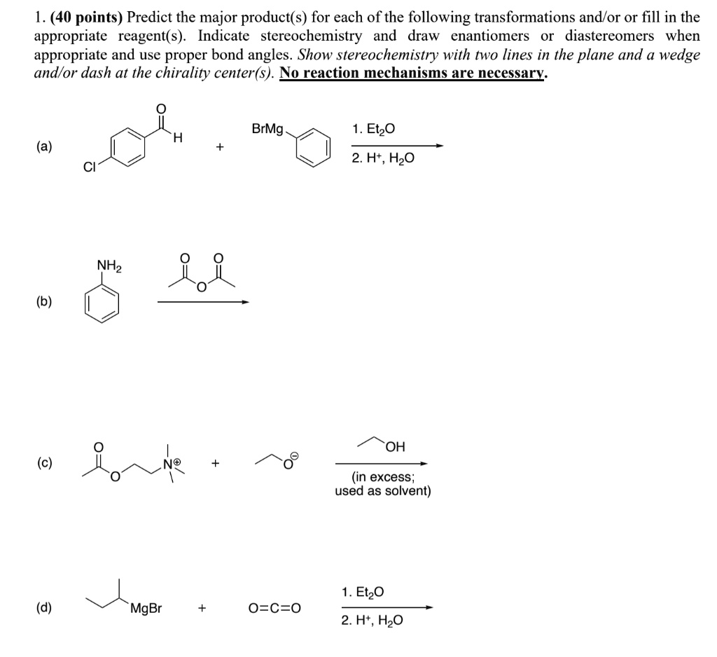 1 40 points predict the major products for each of the following ...