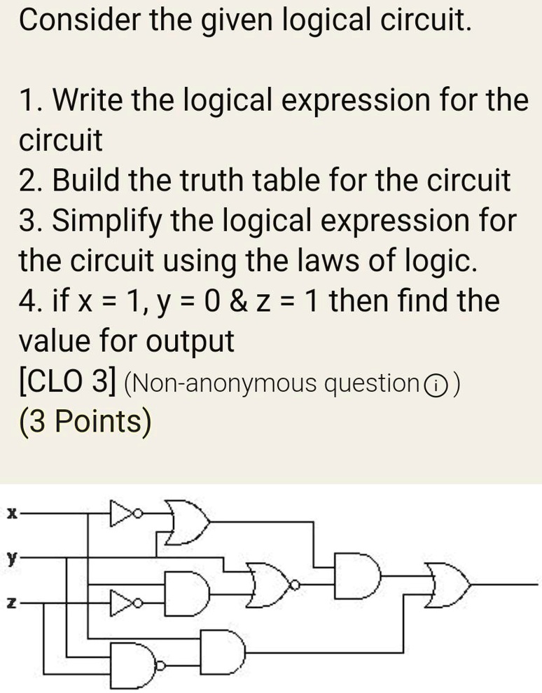 Solved Consider The Given Logical Circuit 1 Write The Logical Expression For The Circuit 2