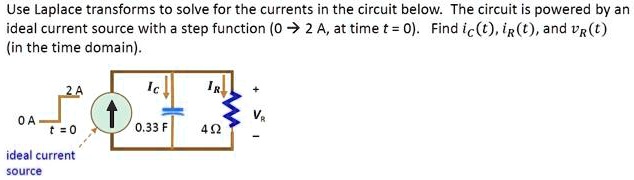 Use Laplace transforms to solve for the currents in the circuit below. The circuit is powered by ...