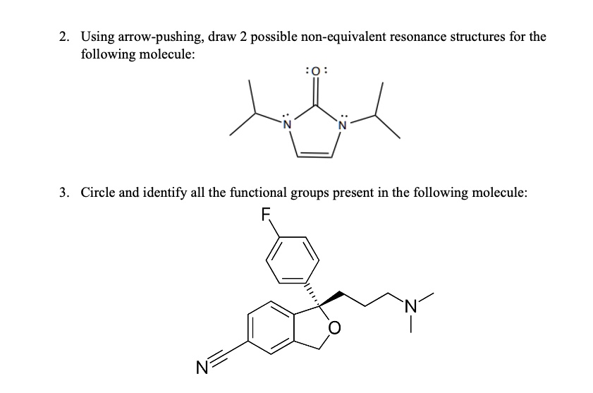 SOLVED: Using arrow-F pushing; draw 2 possible non-equivalent resonance ...