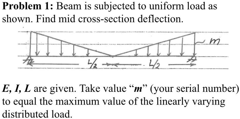 Problem 1: Beam is subjected to uniform load as shown. Find mid cross ...
