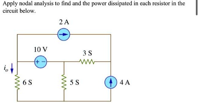 SOLVED: Apply nodal analysis to find and the power dissipated in each resistor in the circuit ...