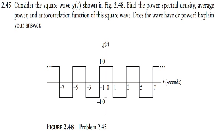 Solved 2 45 Consider The Square Wave G T Shown In Fig 2 48 Find The