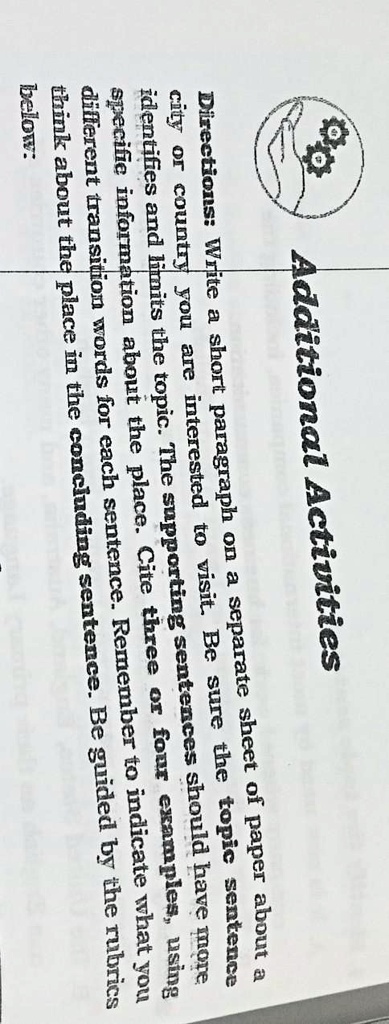 SOLVED: Directions: Write a short paragraph on a separate sheet of ...