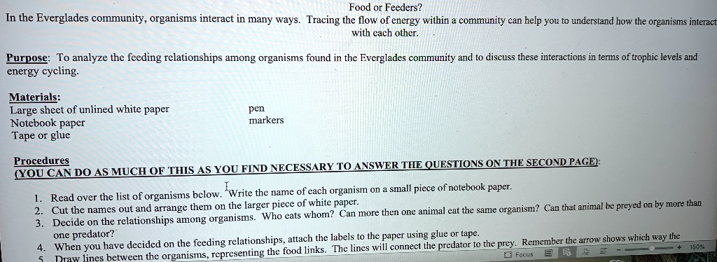 food or eeders in the everglades community organisms interact in many ...