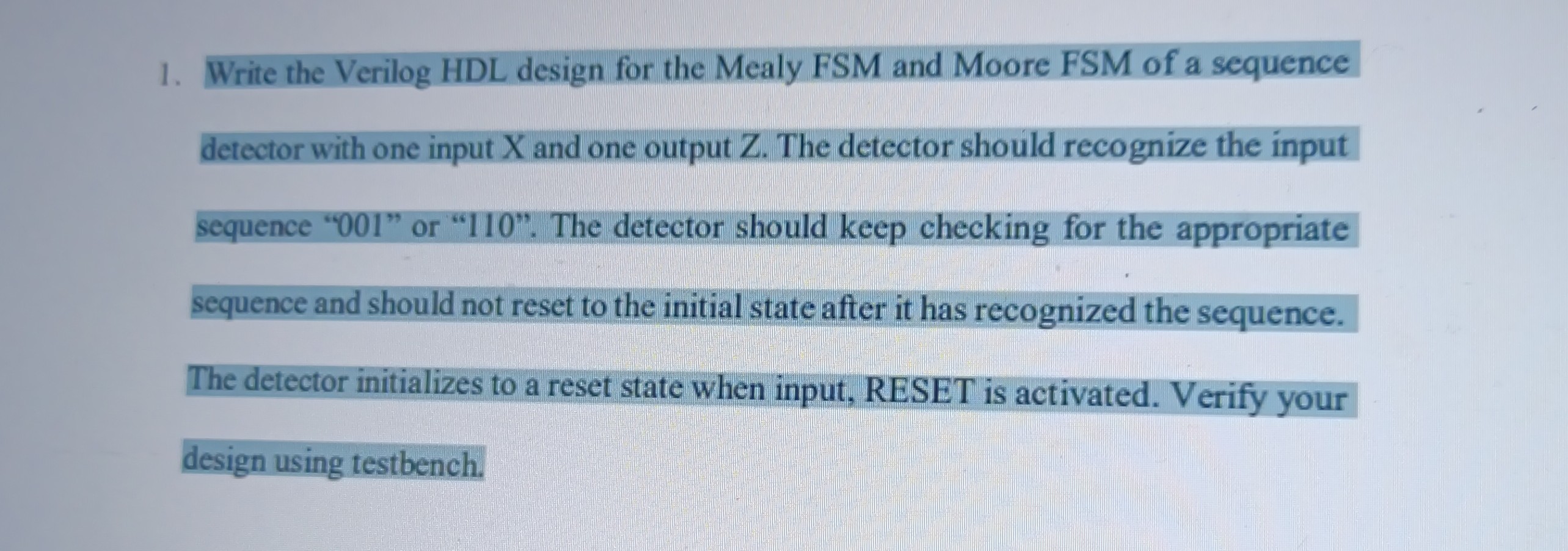 SOLVED: 1. Write the Verilog HDL design for the Mealy FSM and Moore FSM ... SOLVED: 1. Write the Verilog HDL design for the Mealy FSM and Moore FSM ...