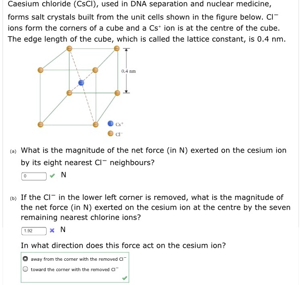 SOLVED: Caesium chloride (CsCl), used in DNA separation and nuclear ...