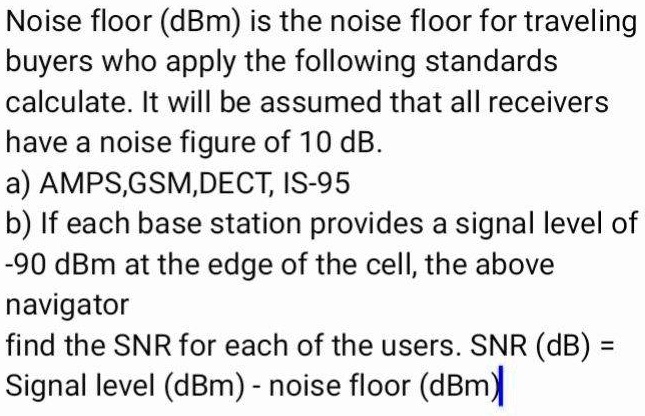 Noise floor (dBm) is the noise floor for traveling buyers who apply the ...