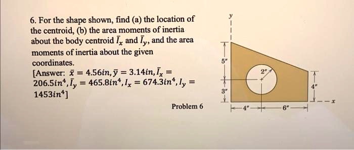 SOLVED: For the shape shown, find the location of the centroid, the ...