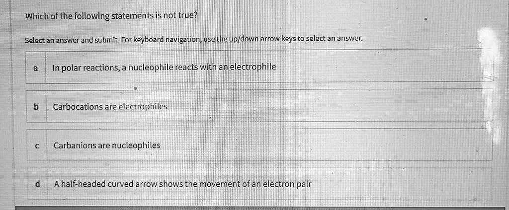SOLVED: Which of the following statements is not true? Select an answer ...
