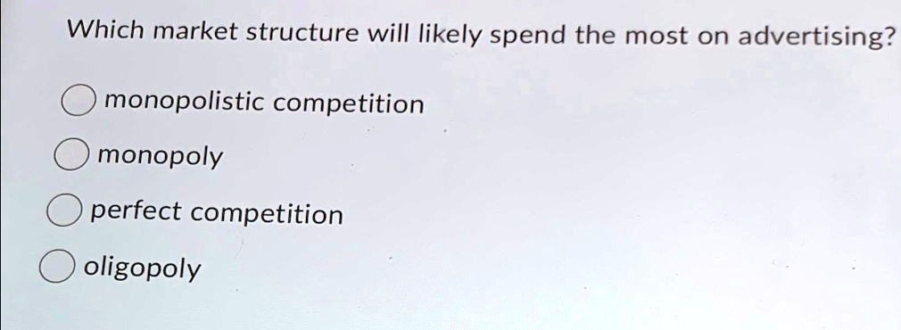 Which market structure will likely spend the most on advertising ...