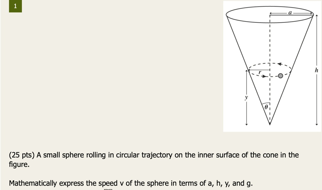 SOLVED: (25 pts) A small sphere rolling in circular trajectory on the ...