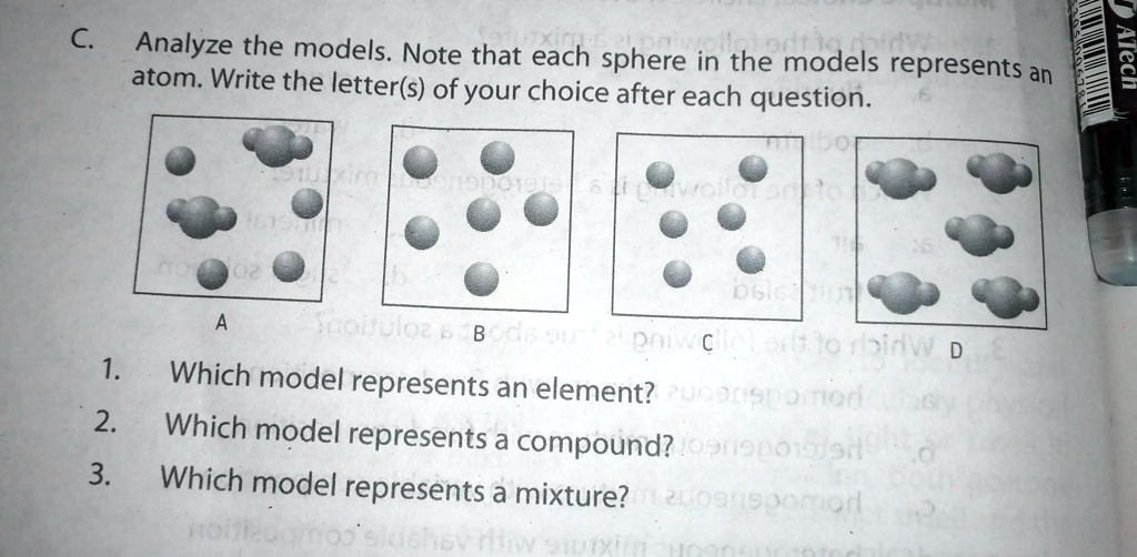 1 which model represents an element 2 which model represents a compound ...