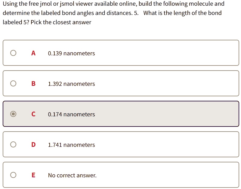 SOLVED: Using the free Jmol or JSmol viewer available online, build the following molecule and ...