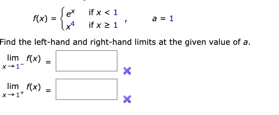 if x 1 if x 1 xa fx a 74 find the left hand and right hand limits at ...