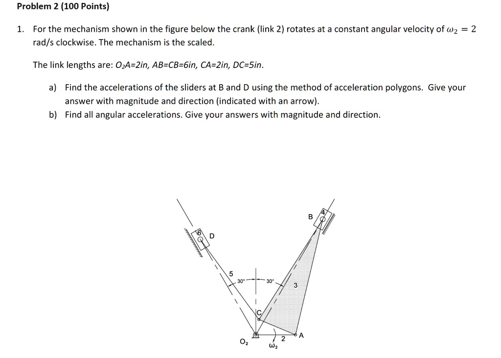 Problem 2 (100 Points) For the mechanism shown in the figure below the ...