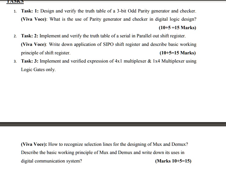 SOLVED: Task 1: Design and verify the truth table of a 3-bit Odd Parity ...