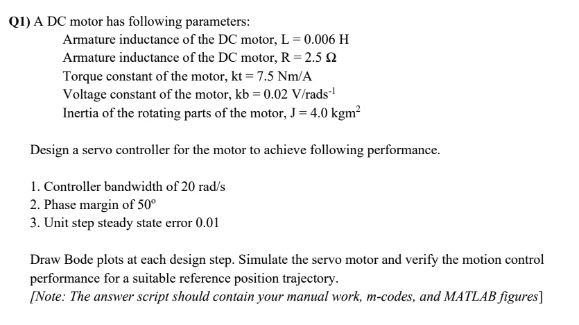 SOLVED: A DC motor has the following parameters: - Armature inductance ...