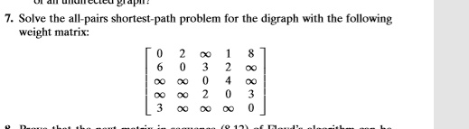 7 solve the all pairs shortest path problem for the digraph with the ...