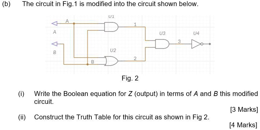 SOLVED: The circuit in Fig.1 is modified into the circuit shown below: U1 A U3 U4 3 U2 Fig.2 (i ...