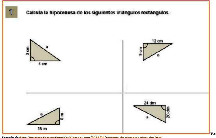 SOLVED: calcula la hipotenuza de los siguientes triangulos rectangulos ... SOLVED: calcula la hipotenuza de los siguientes triangulos rectangulos ...