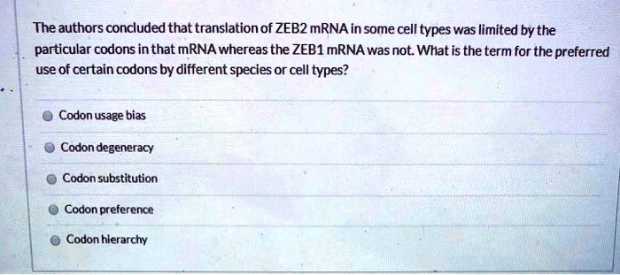 SOLVED: The authors concluded that translation of ZEB1 mRNA in some cell types was limited by ...