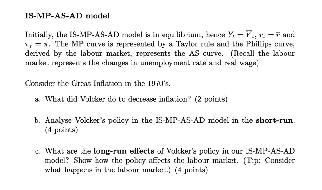 IS-MP-AS-AD model Initially, the IS-MP-AS-AD model is in equilibrium ...